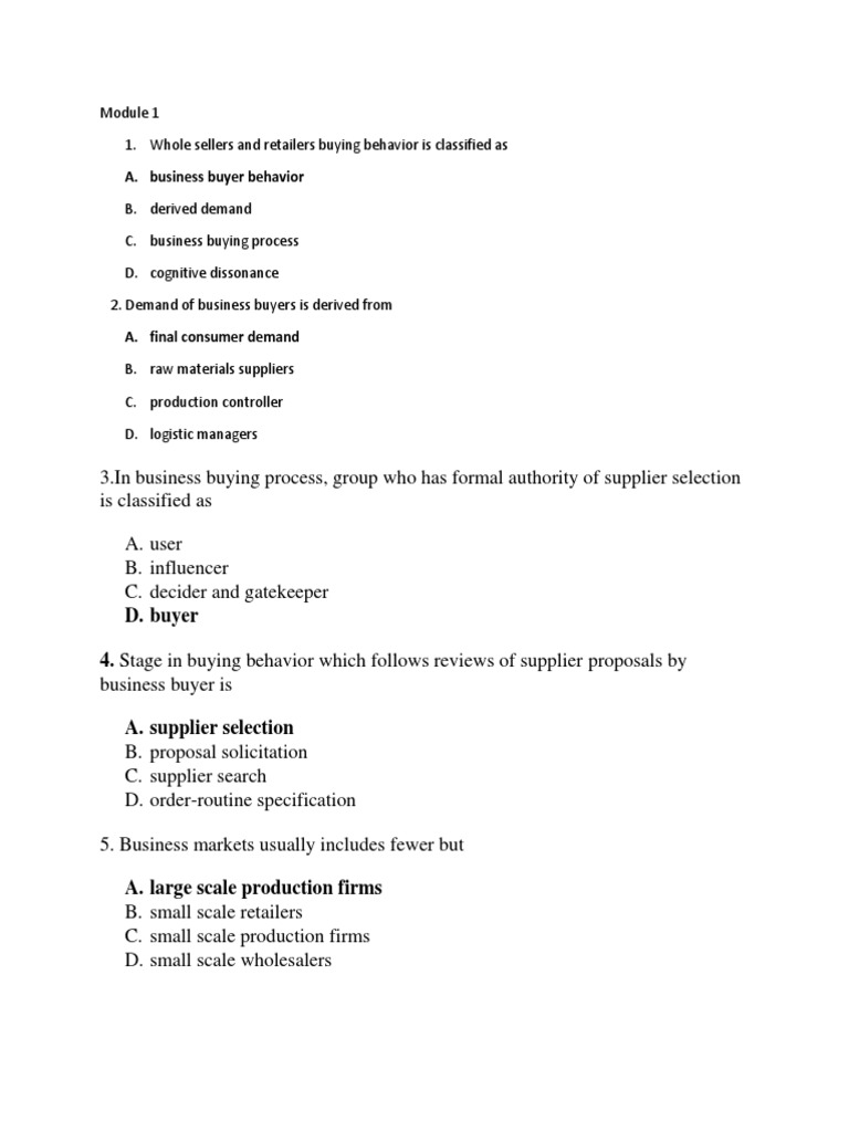 b2b MCQ Models | PDF | Sales | Demand