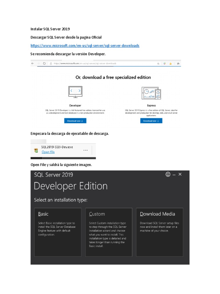 Guía de Instalación SQL Server 2019 | PDF | Servidor SQL de Microsoft | SQL