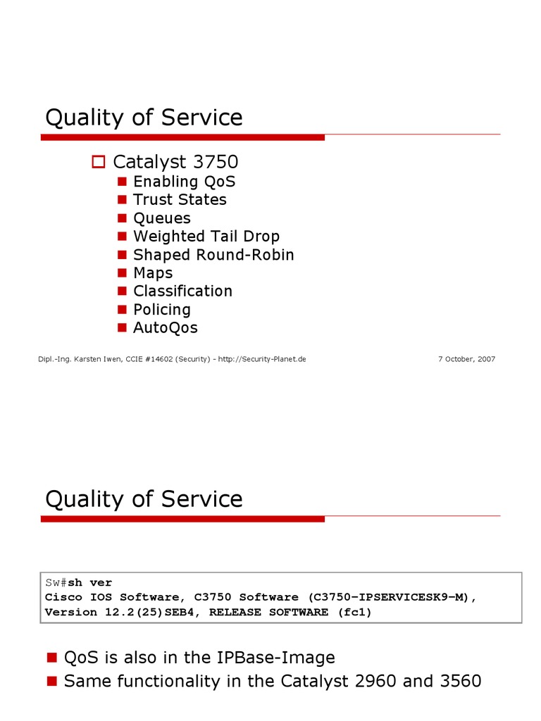 Cat3750 Qos | PDF | Quality Of Service | Voice Over Ip