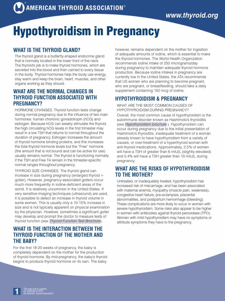 Hypothyroidism Pregnancy Brochure | PDF | Hypothyroidism | Thyroid