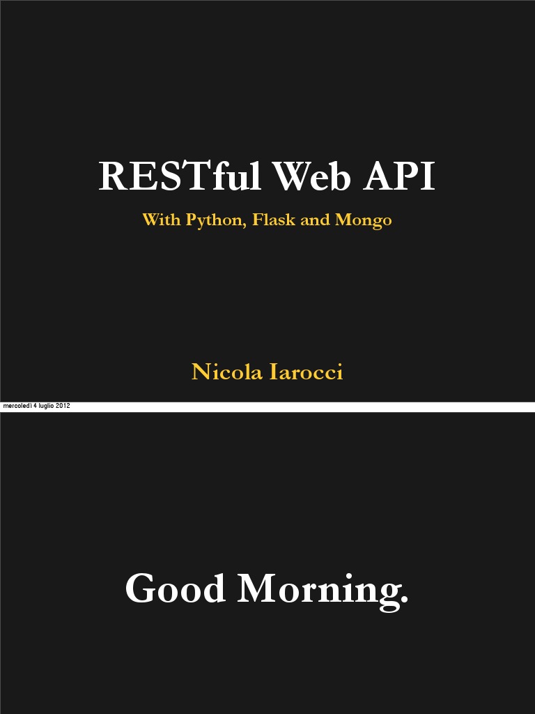 Restful Web Api: With Python, Flask and Mongo | PDF | Representational State Transfer | Software ...
