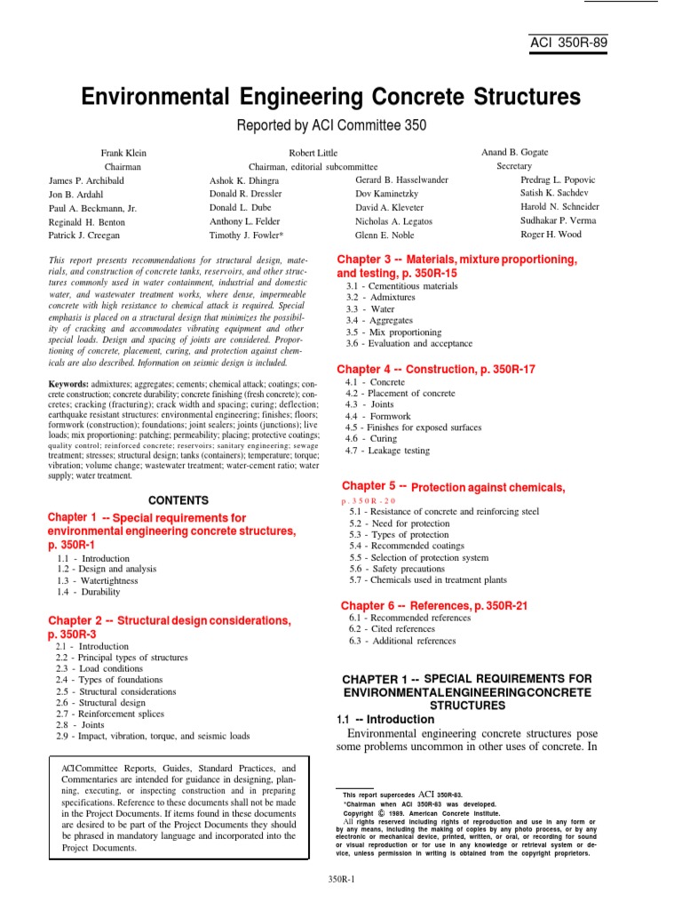 Environmental Engineering Concrete Structures: Reported by ACI ...