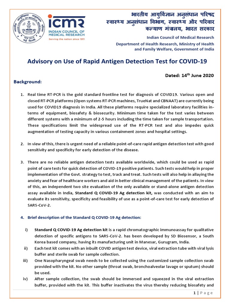Rapid - Antigen Testing Kits | PDF | Sensitivity And Specificity ...