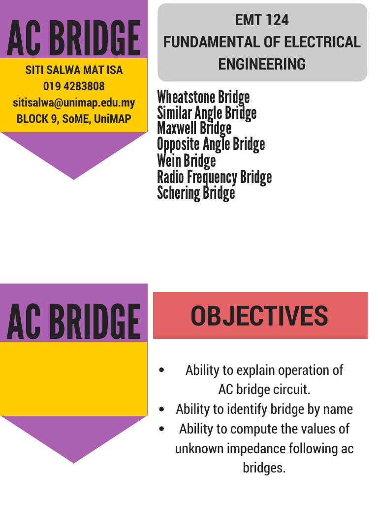 Fundamental Principles and Applications of AC Bridges | PDF ...