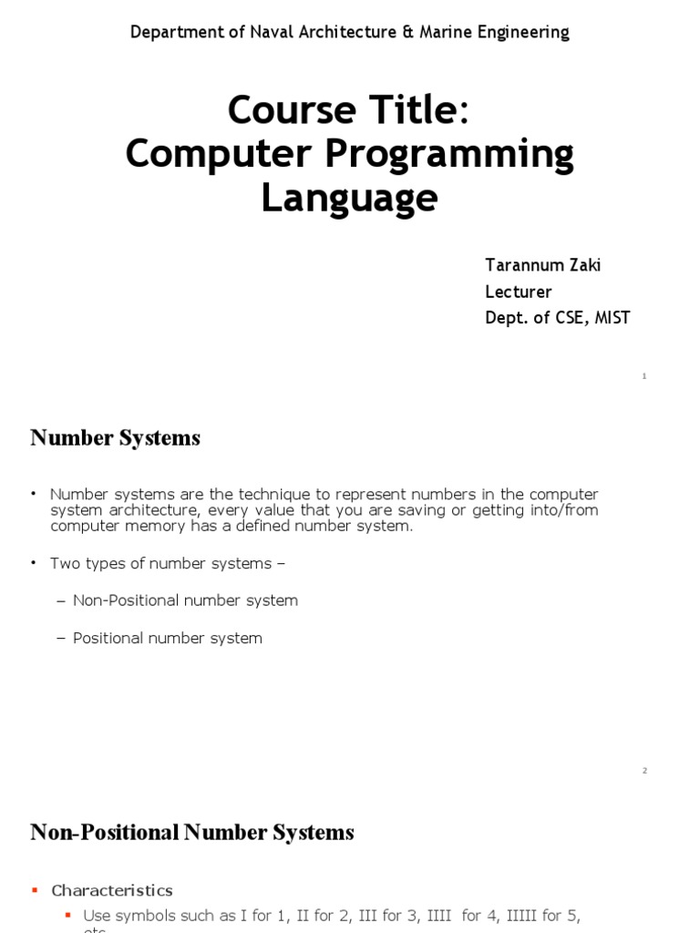 Course Title: Computer Programming Language: Department of Naval ...