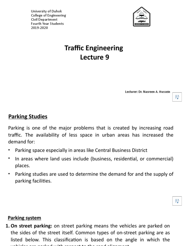 Traffic Engineering: University of Duhok College of Engineering Civil ...