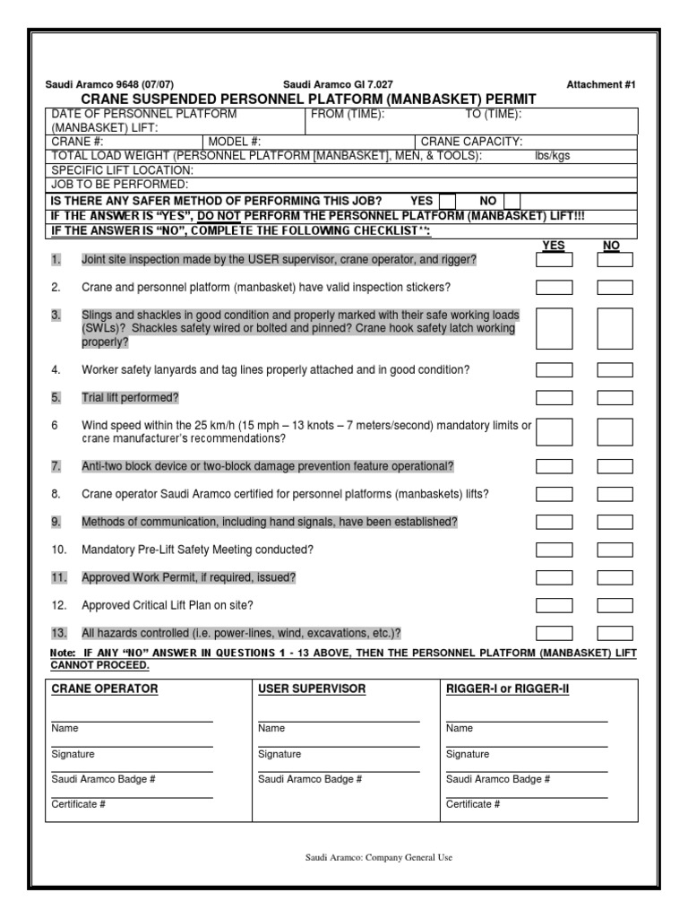 Manbasket Permit PDF | PDF | Crane (Machine) | Business