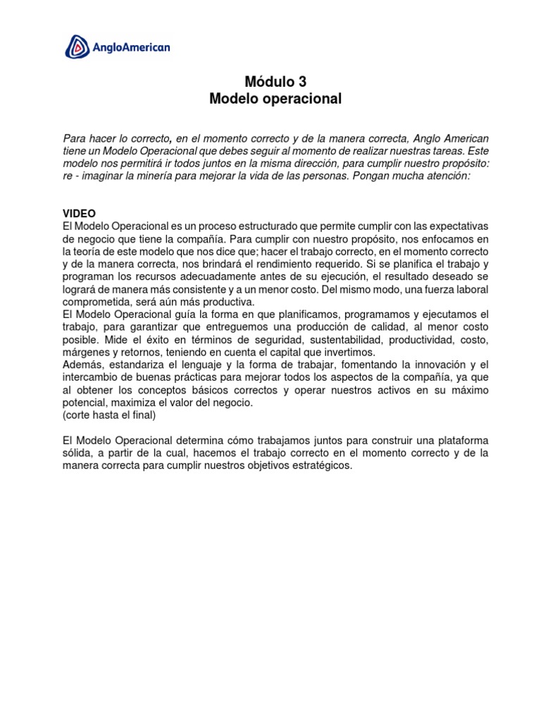 Módulo 3 - Modelo Operacional | PDF