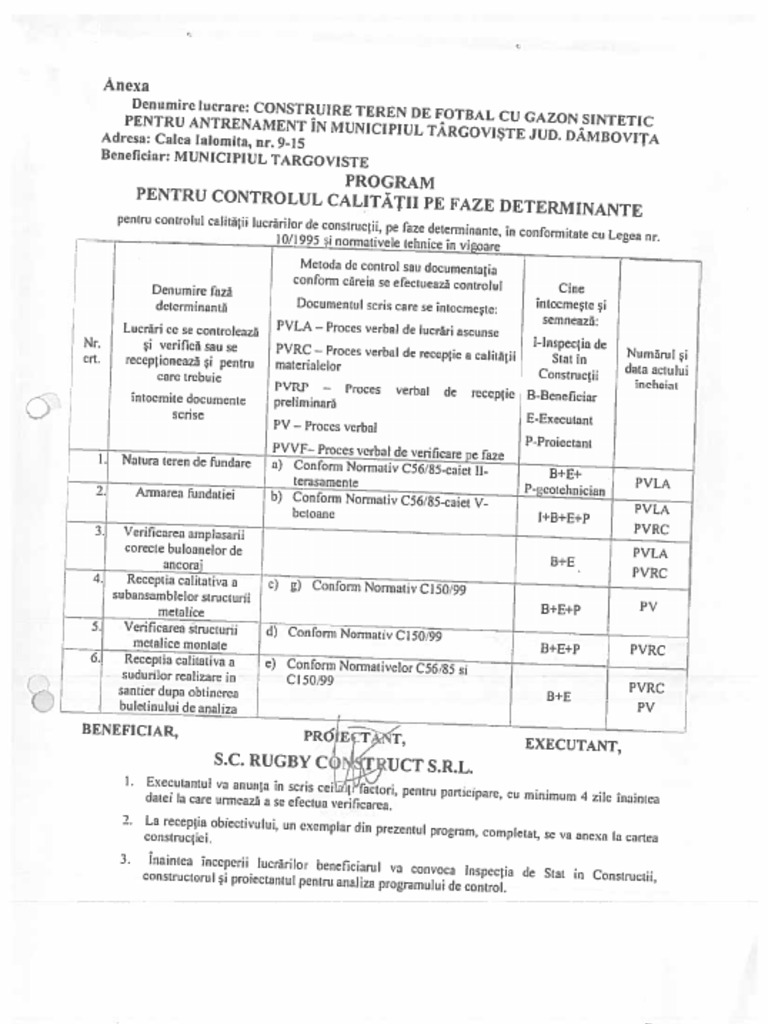 Program de Urmarire Si Control | PDF