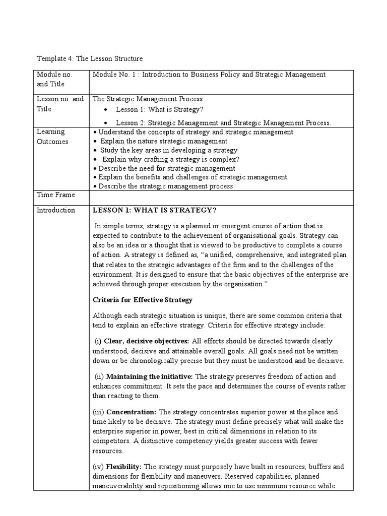 Module Sample | PDF | Strategic Management | Goal