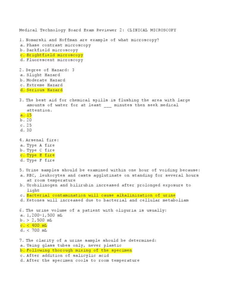 CLINICAL MICROSCOPY Medical Technology Board Exam Reviewer 2 | PDF ...