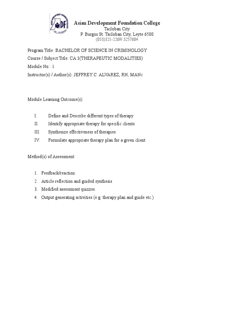 Asian Development Foundation College | PDF | Psychotherapy | Behaviour ...