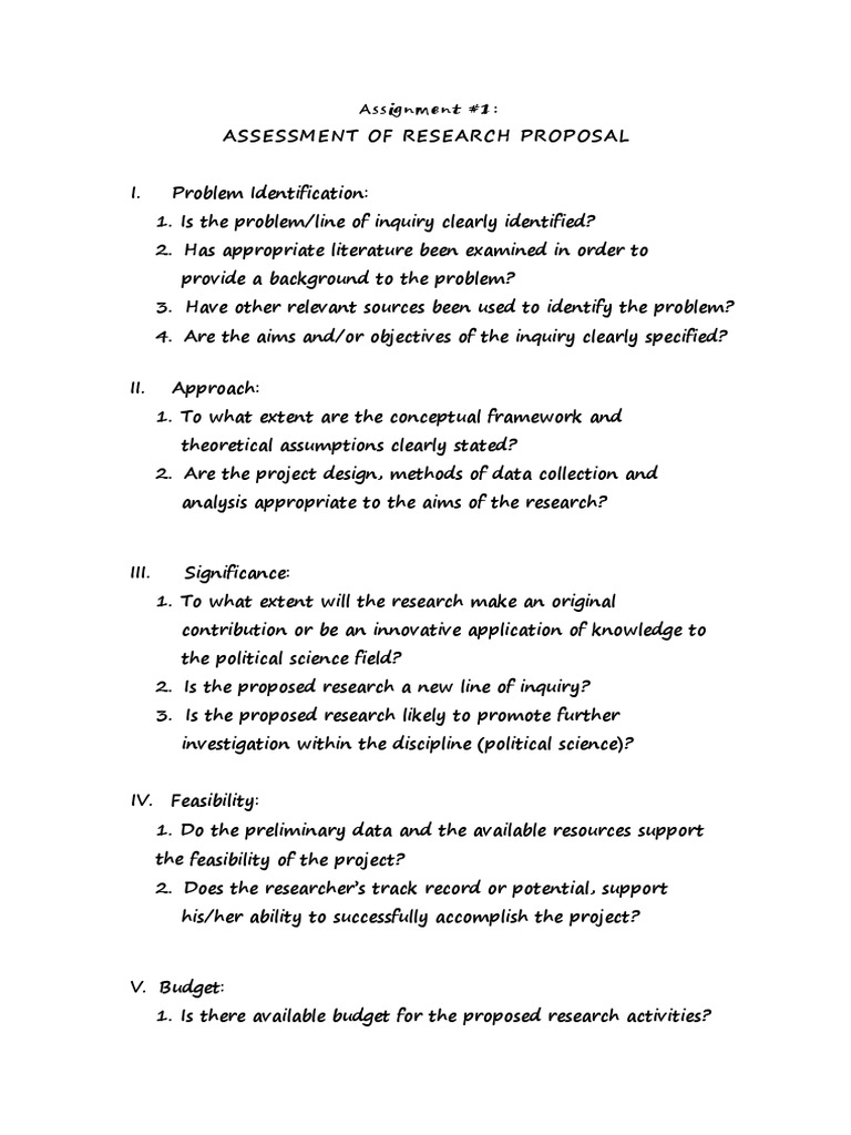 Research Proposal Assessment Guide | PDF | Risk | Cognition