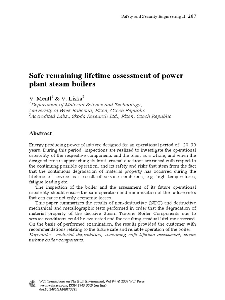 Safe Remaining Lifetime Assesment of Power Plant Steam Boilers | PDF ...