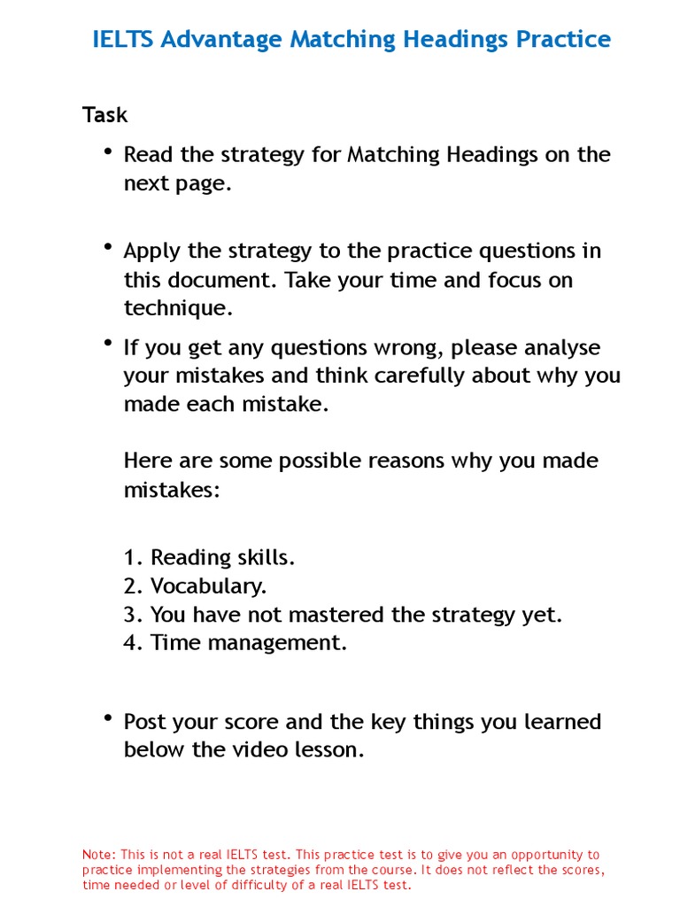 Matching Headings Practice Question IELTS Advantage | PDF | Tycho Brahe ...