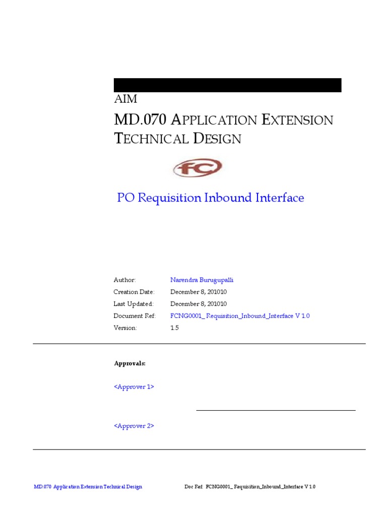 MD.070 A E T D: PO Requisition Inbound Interface | Download Free PDF | Application Programming ...