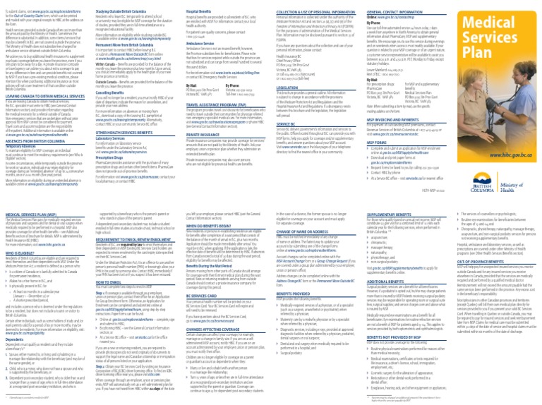 Medical Services Plan: Online: by Phone | PDF | Medicare (United States ...