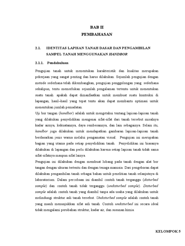 Pengujian Tanah dengan Handbor | PDF