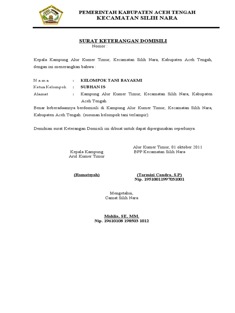 Surat Domisili | PDF