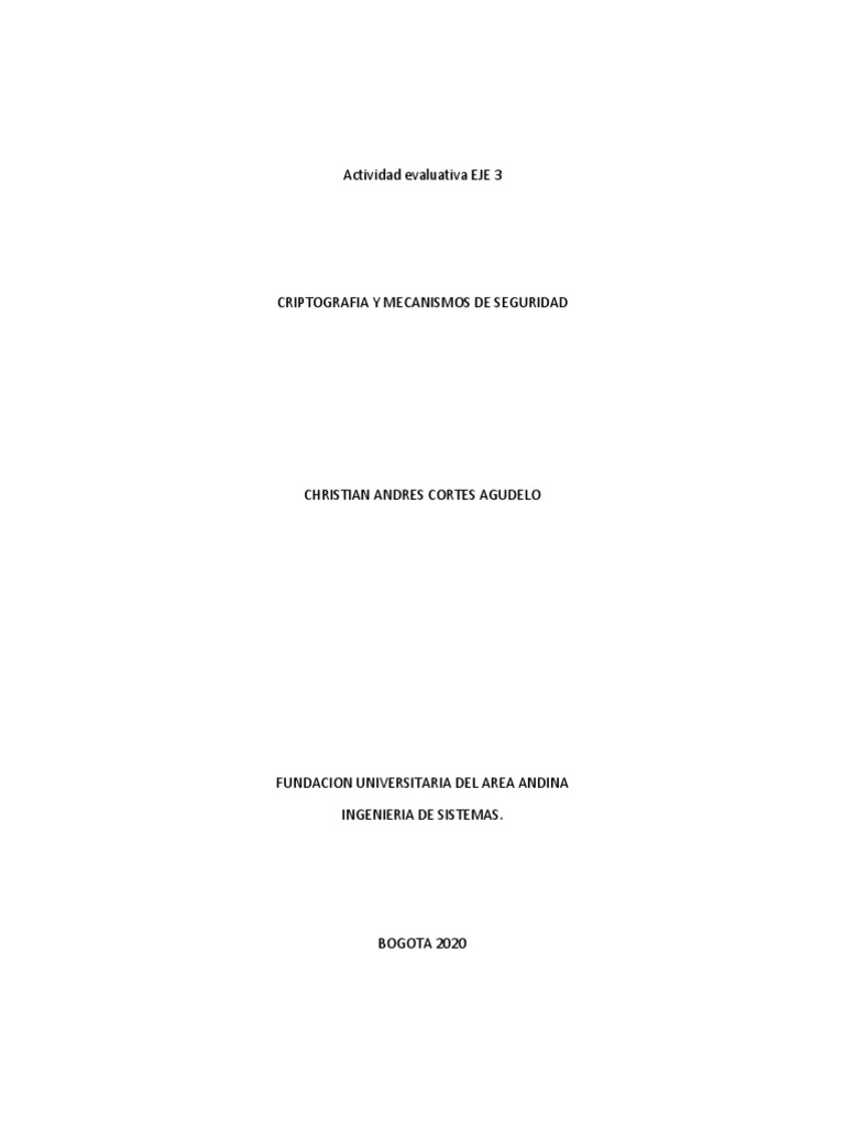 Actividad Evaluativa EJE 3 PDF | PDF | Codificaciones | Criptografía