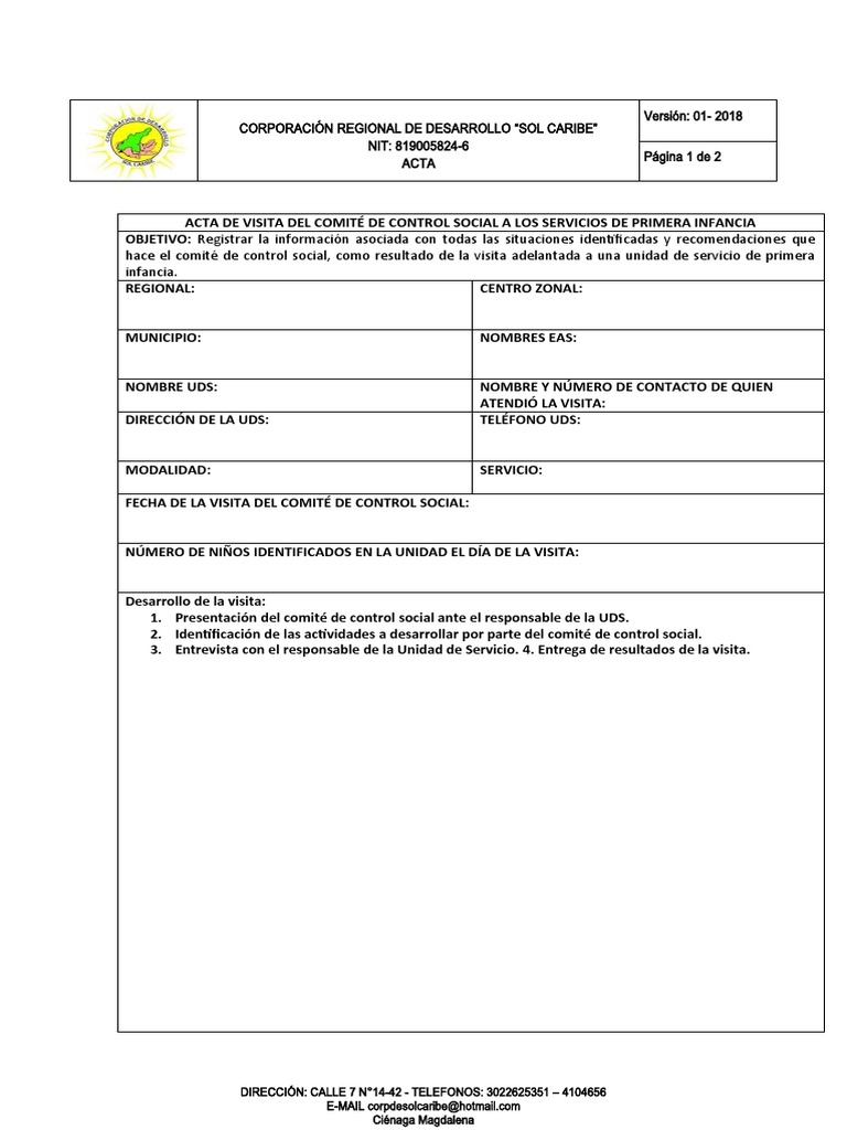 Acta de Visita Control Social | PDF | Violencia | Business