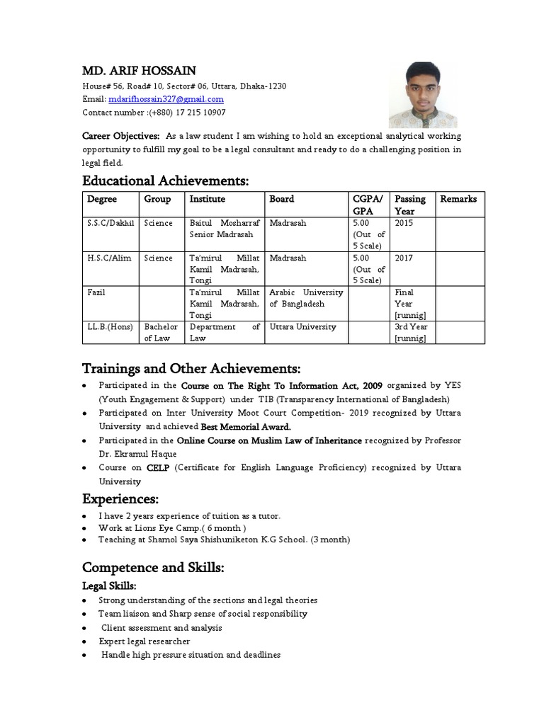 Arif CV Prescribed by Monir Sir Format-02 | PDF | Learning | Schools