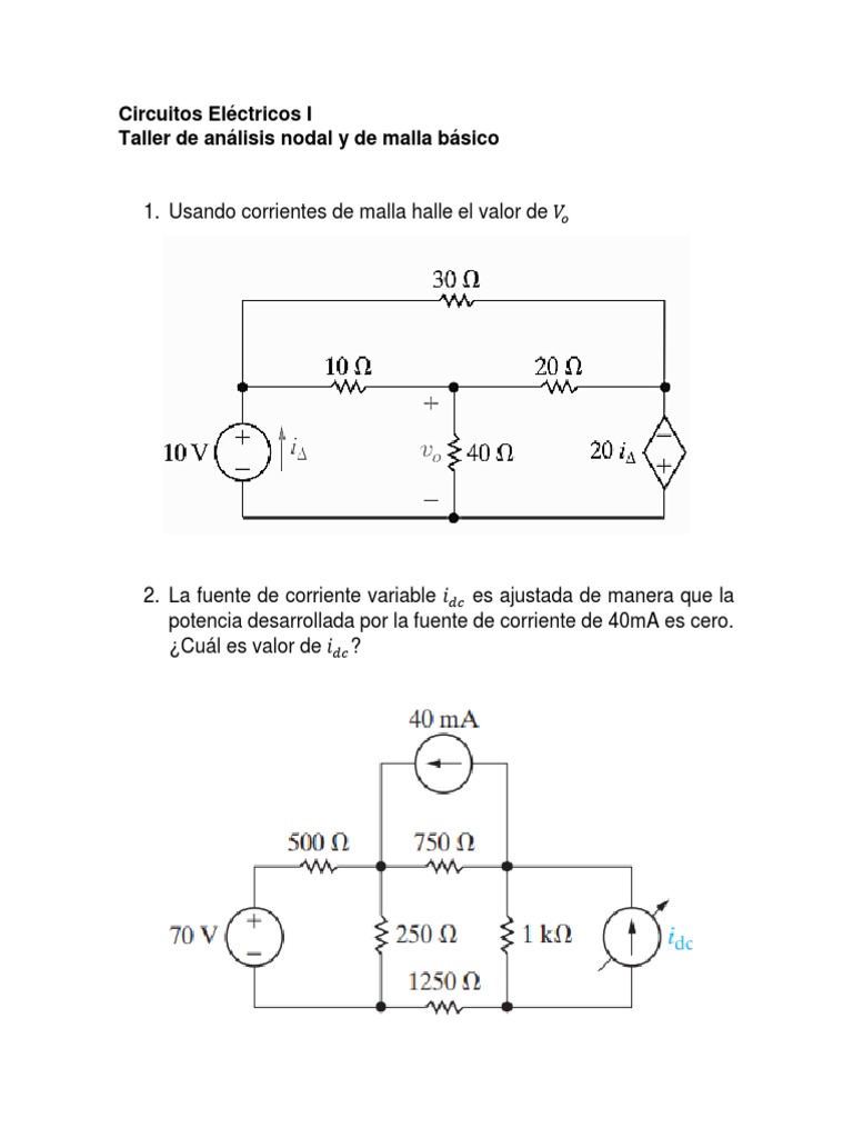 Taller Circuitos - Mallas y Nodos | PDF