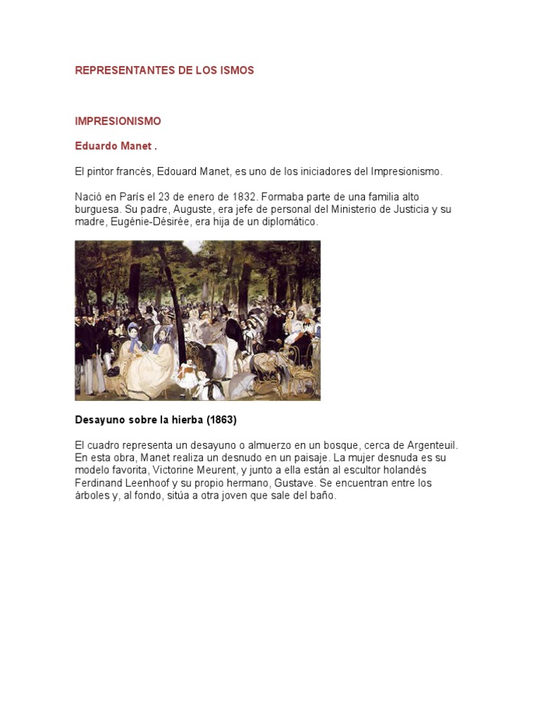 Representantes de Los Ismos | PDF | Cubismo | Pinturas