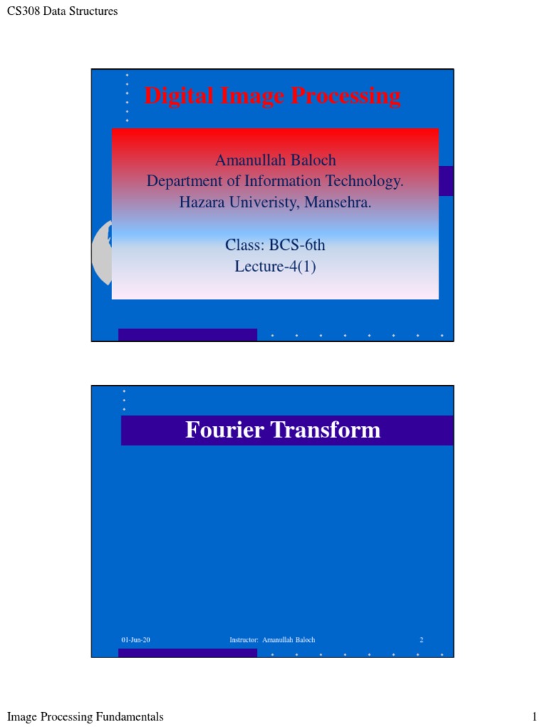 Digital Image Processing: Fourier Transform | PDF | Complex Number ...
