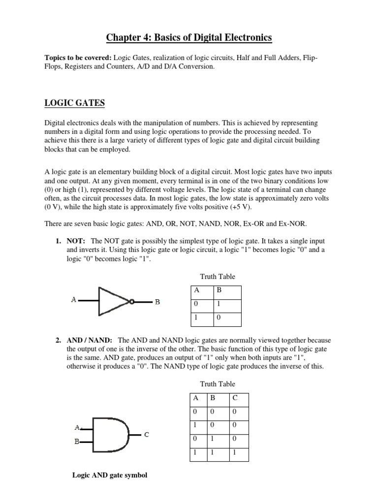 Chapter 4: Basics of Digital Electronics: Logic Gates | PDF | Analog To ...