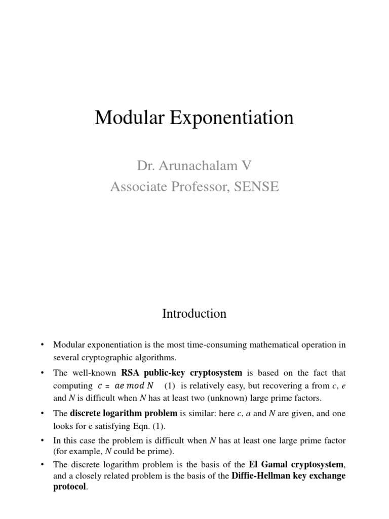 14 Modular Exponentiation PDF | PDF | Exponentiation | Multiplication