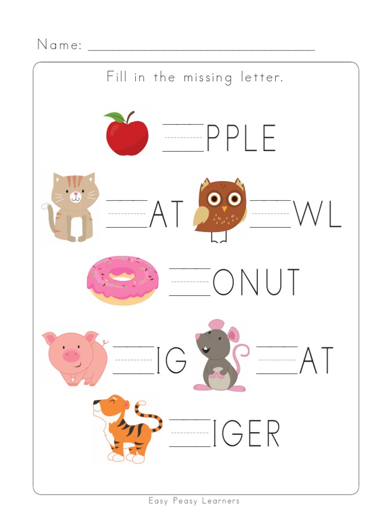 Free Fill in The Missing Letter Worksheets PDF | PDF