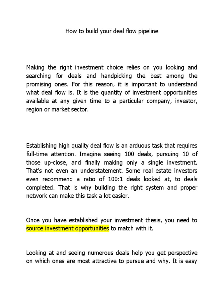 Article 1 - Creating Deal Flow | PDF | Real Estate Investing | Investing