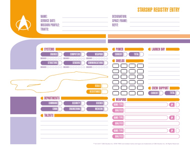 Star Trek Adventures - Starship Registry Form PDF | PDF