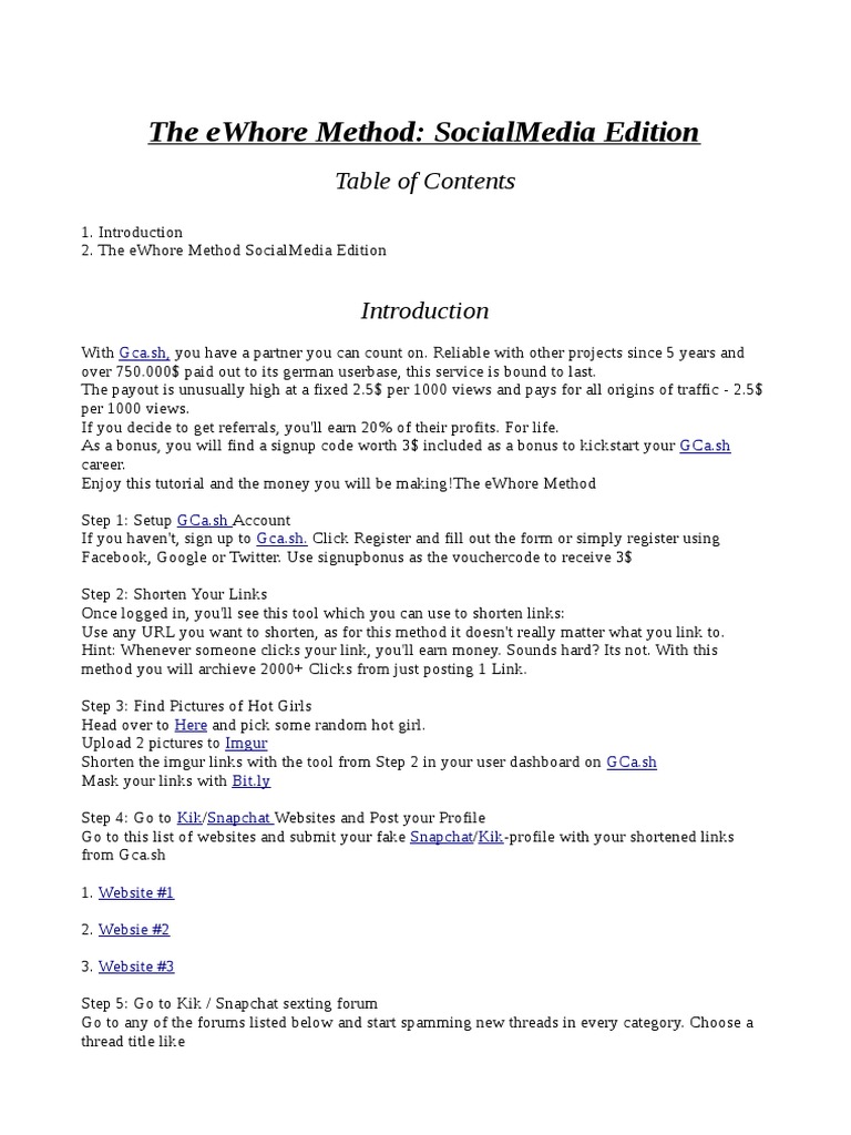 The Ewhore Method SocialMedia Edition PDF | PDF | Internet Forum | Snapchat