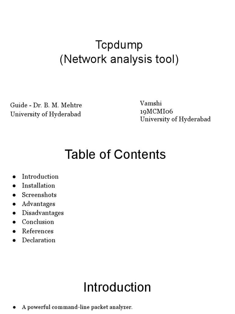 Tcpdump (Network Analysis Tool) : Guide - Dr. B. M. Mehtre University ...