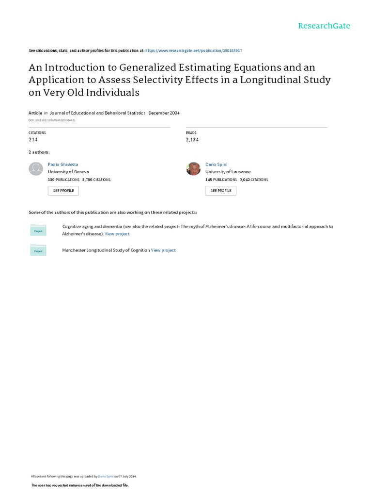 An Introduction To Generalized Estimating Equation PDF | PDF | Logistic ...