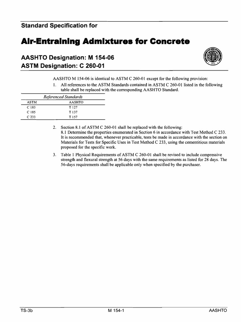 Concrete Admixture Standards | PDF | Concrete | Applied And ...