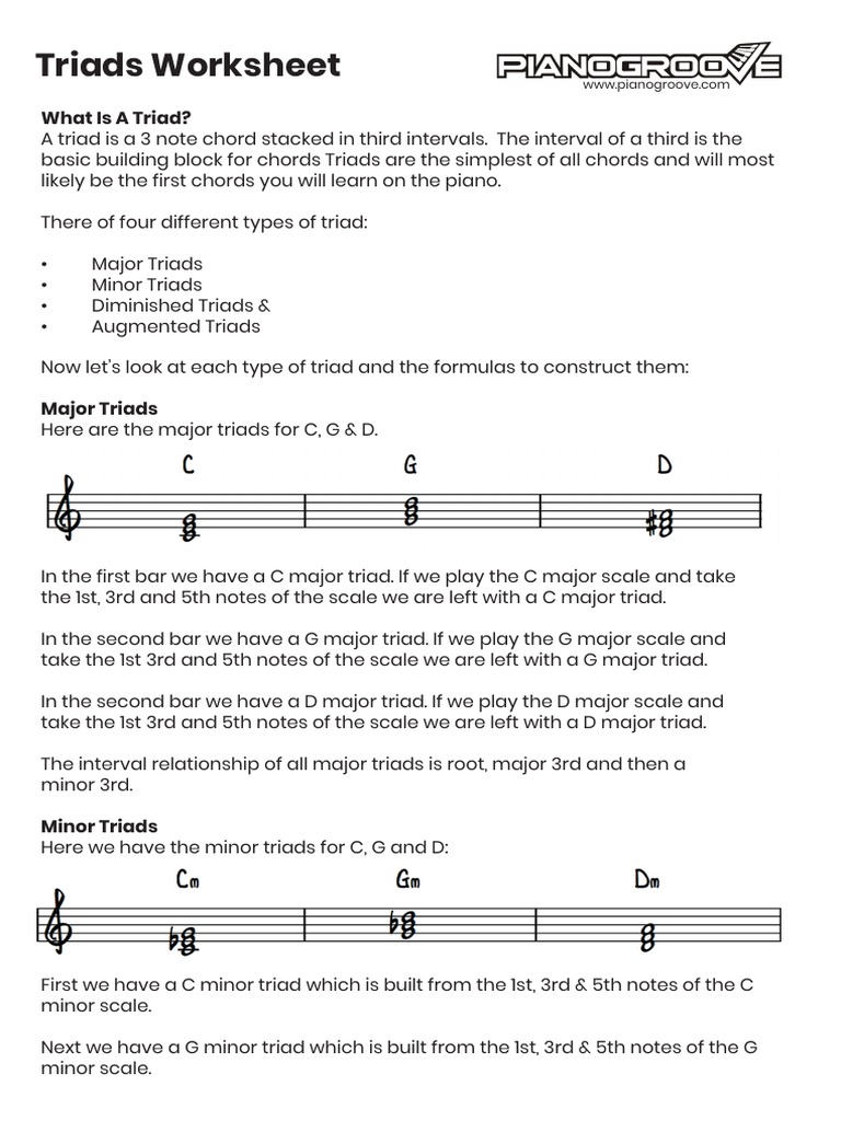Triads Worksheet: What Is A Triad? | PDF