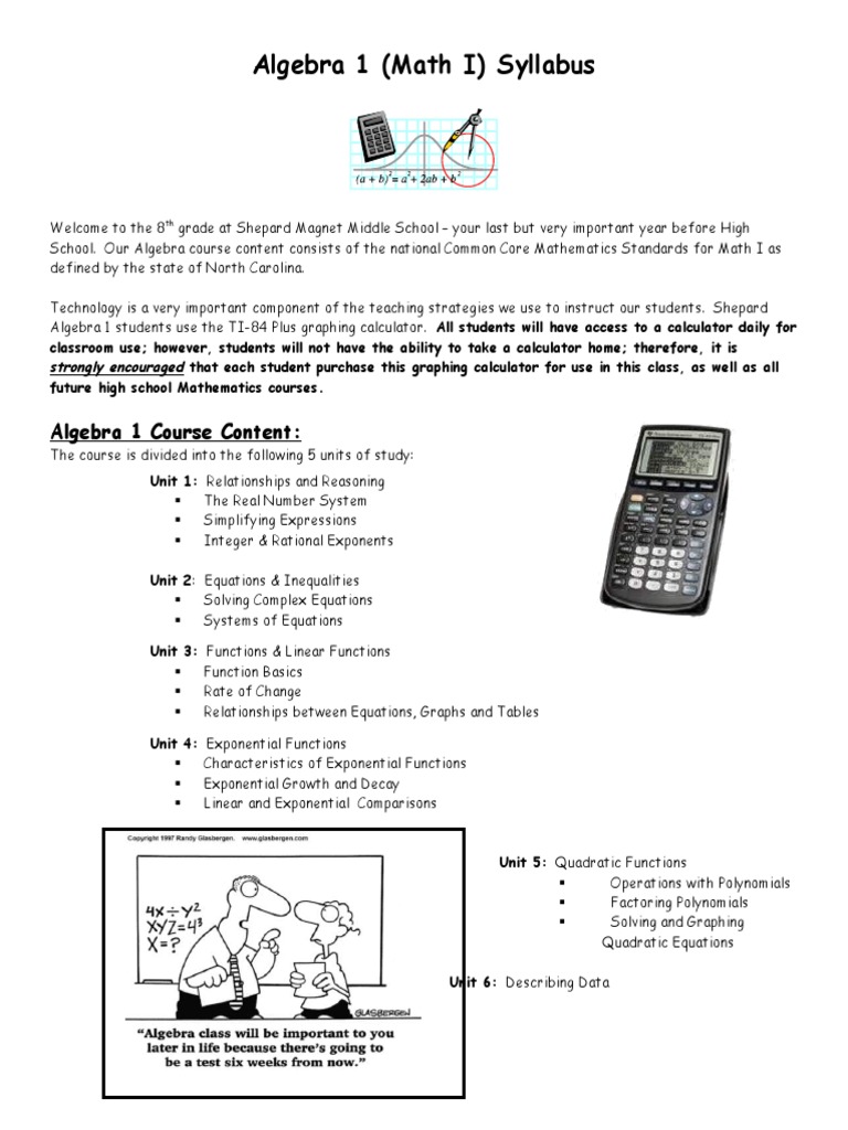 Math I Syllabus | PDF | Algebra | Exponential Function