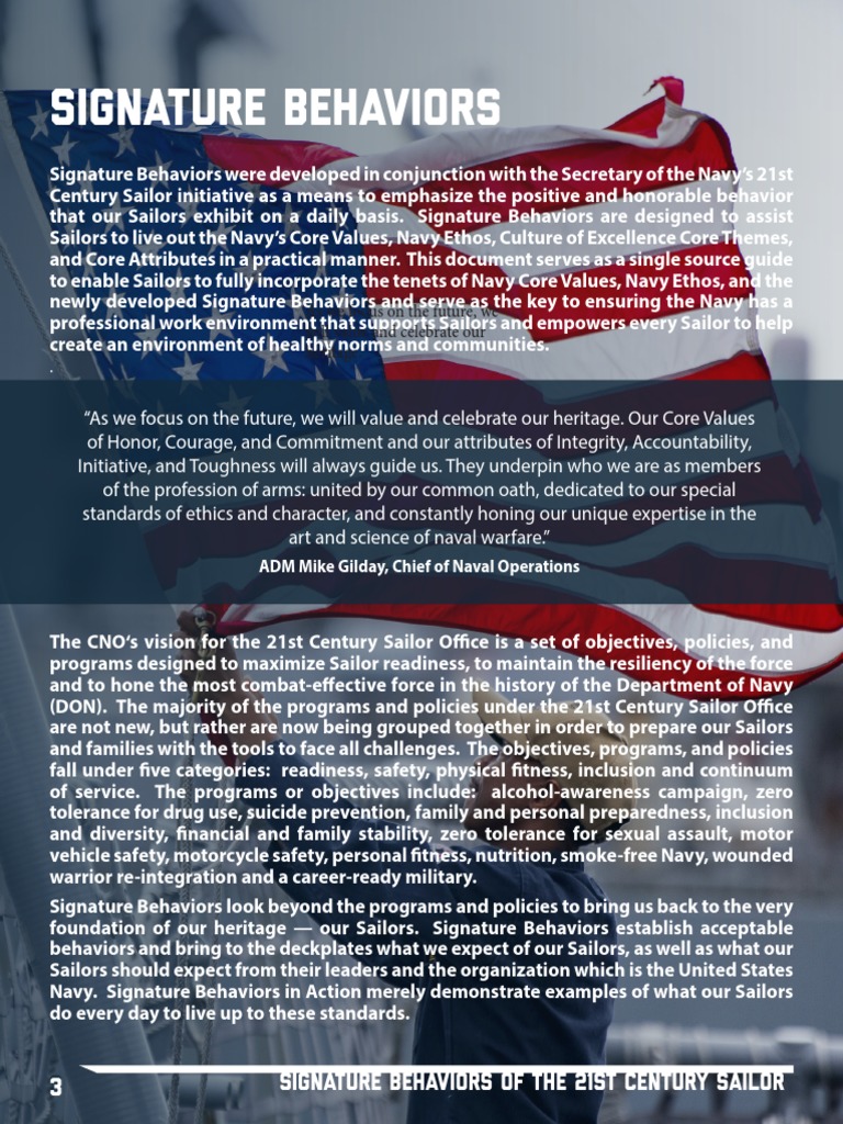 Overview of Signature Behaviors | PDF | United States Navy | Integrity