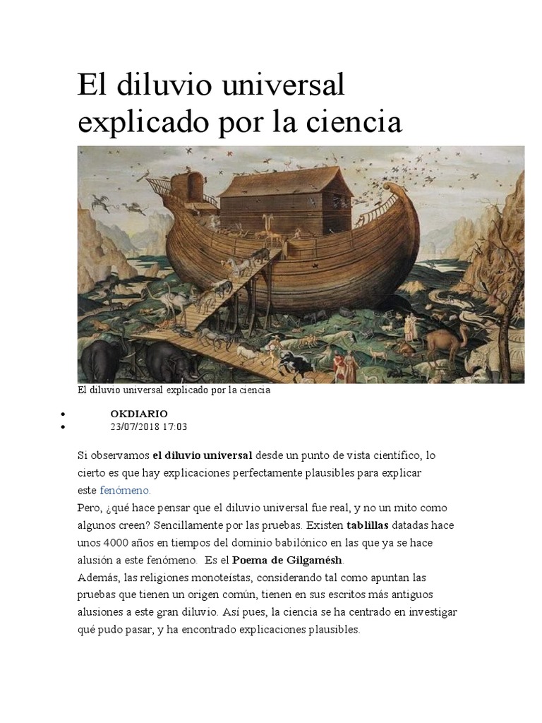 El Diluvio Universal Explicado Por La Ciencia | PDF | Mito de la ...