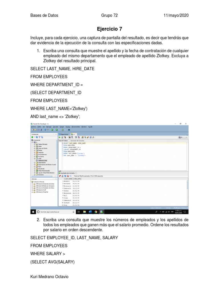 Consultas SQL sobre la base de datos de empleados | PDF | Labor | Empleo
