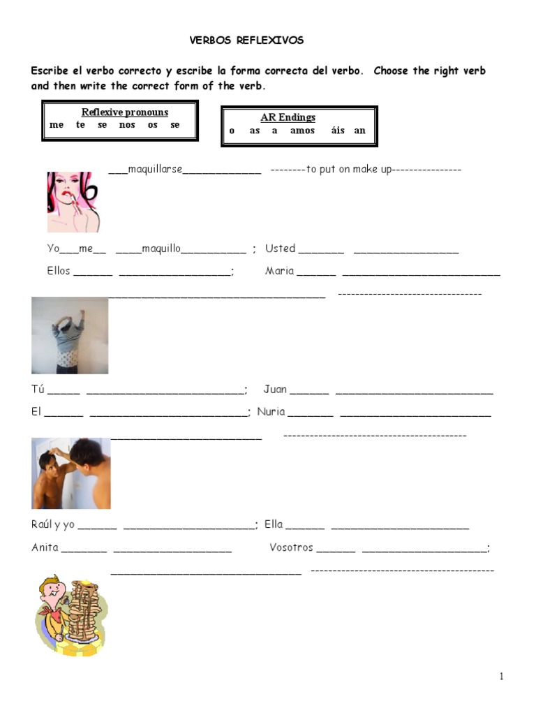 Verbos Reflexivos - Ejercicios | PDF