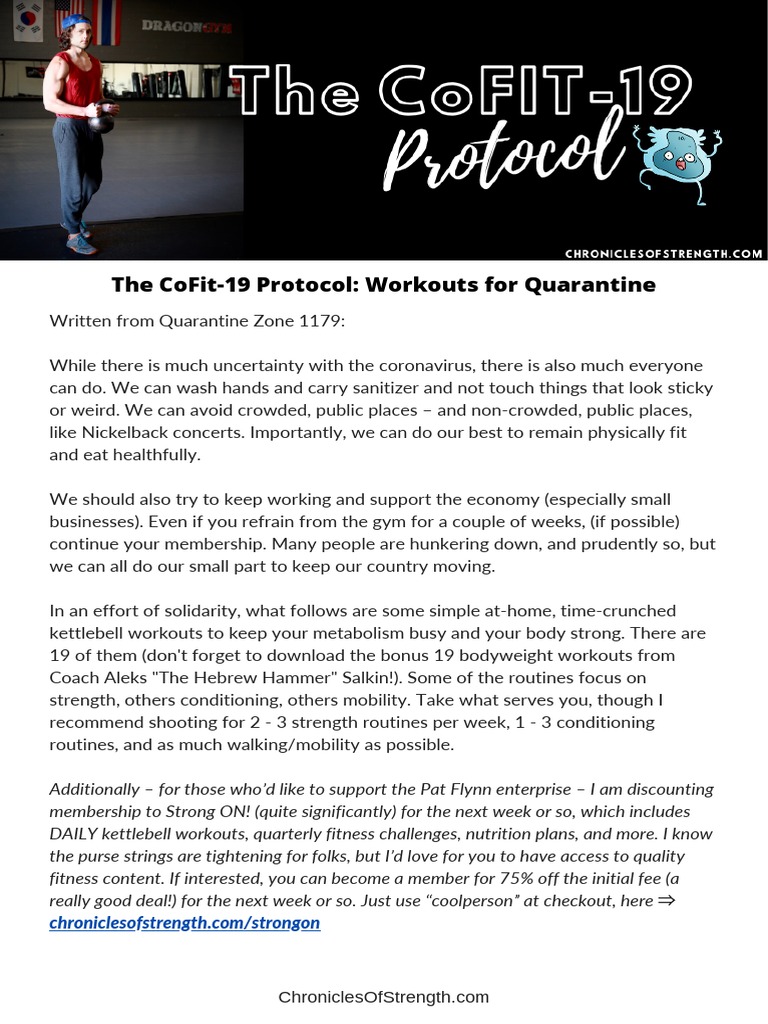 The Cofit-19 Protocol: Workouts For Quarantine | PDF | Kettlebell ...