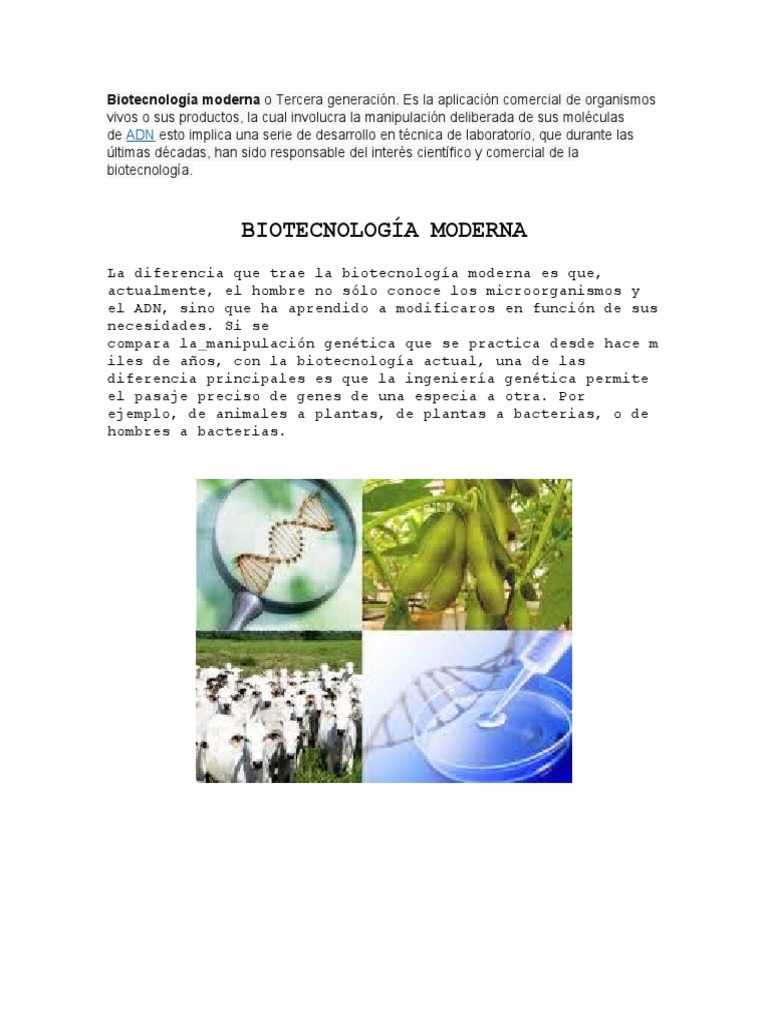Biotecnología Moderna | PDF | Biotecnología | Organismo genéticamente ...