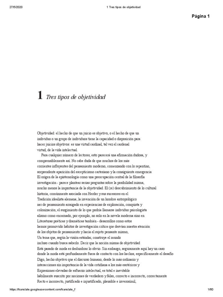 1 Tres Tipos de Objetividad PDF | PDF | Objetividad (filosofía) | Realidad