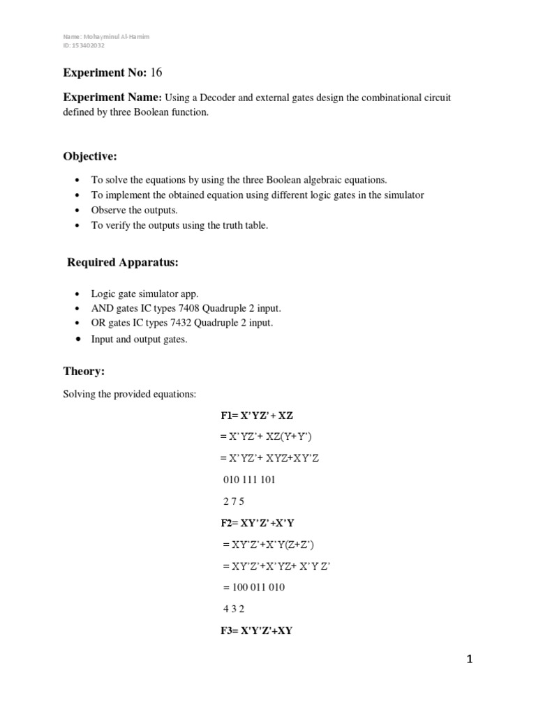 Using A Decoder And External Gates Design The Combination Circuit