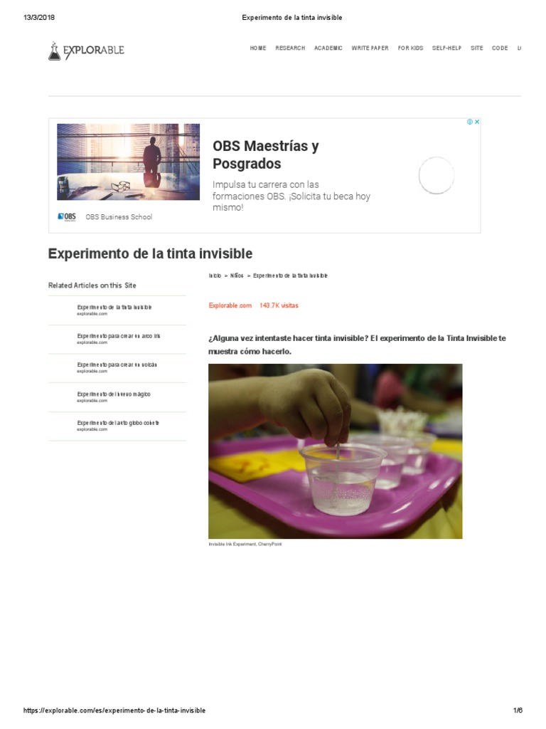 Experimento de La Tinta Invisible | PDF | Naturaleza