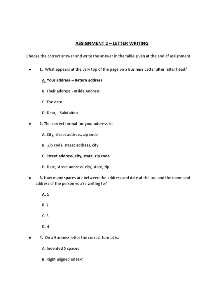 Assignment 2 - Letter Writing | PDF | Written Communication | Text